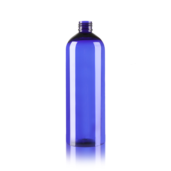 16oz cobalt blue PET Plastic cosmo round bottle with 24-410 neck finish ...