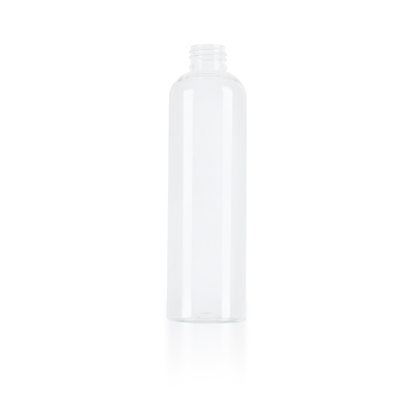 8oz clear PET plastic cosmo round bottle with 24-410 neck finish ...